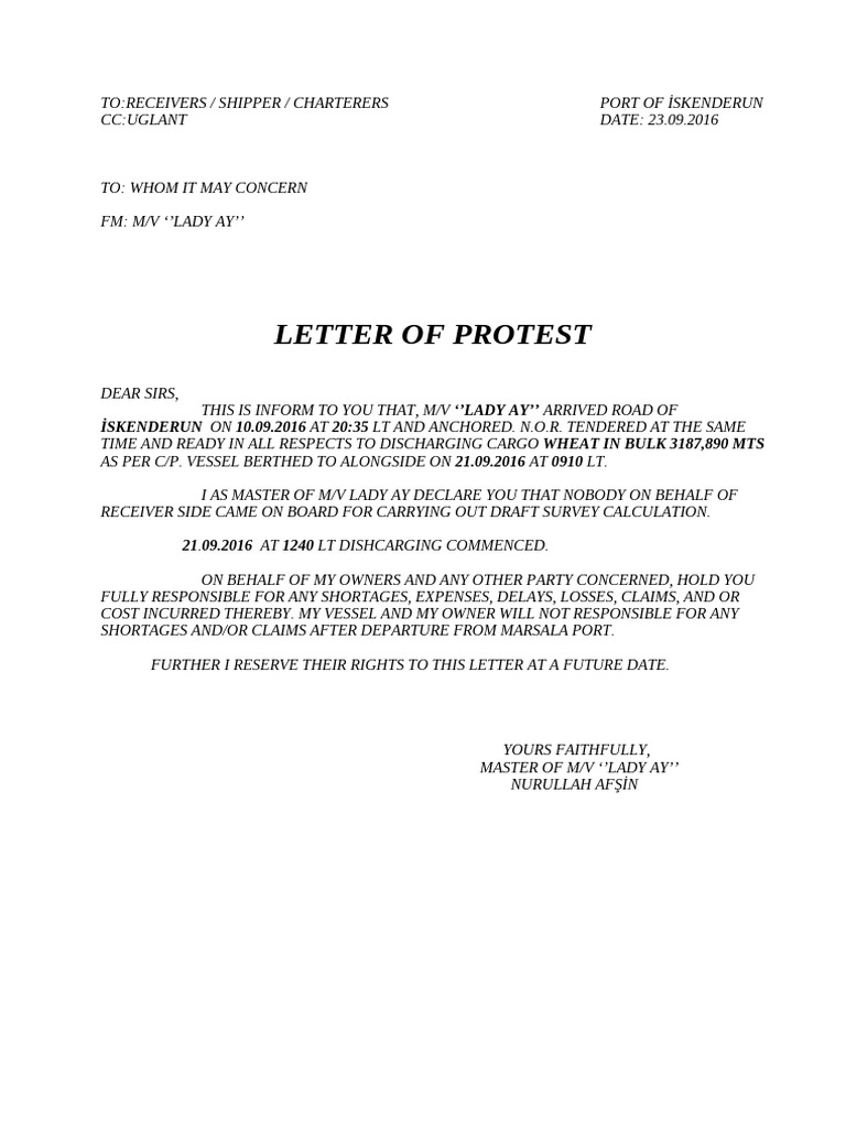 23.09.2016 Letter of Protest Iskenderun | PDF