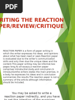Reaction Paper Format | PDF | Paragraph | Writing