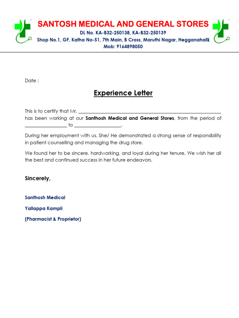 PDF Experince Letter Medical | PDF