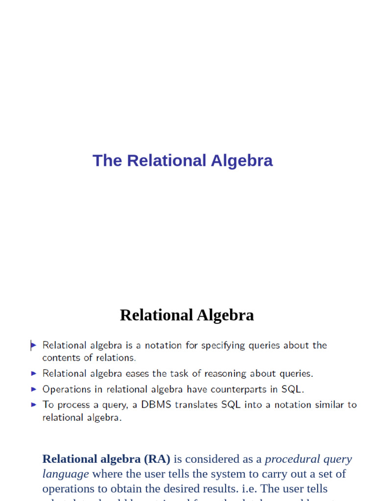 Understanding Relational Algebra Basics | PDF | Relational Model ...