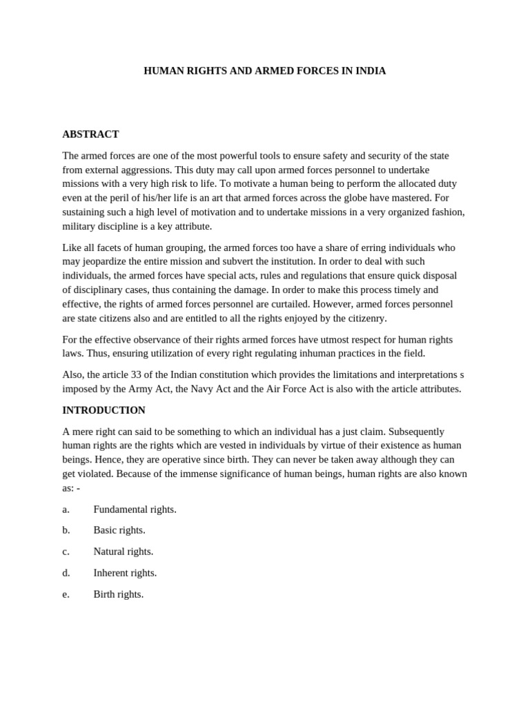 Human Rights in India's Armed Forces | PDF | Human Rights | Constitution