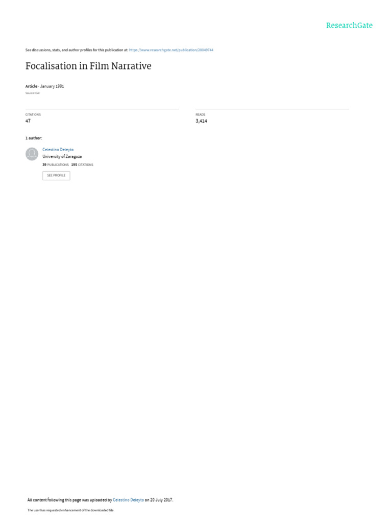 Focalisation in Film Narrative | PDF