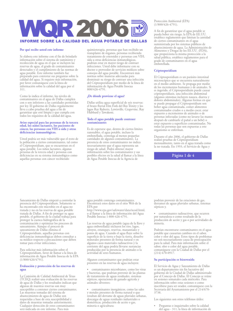 WQR06 Spanish | PDF | Agua potable | Agua