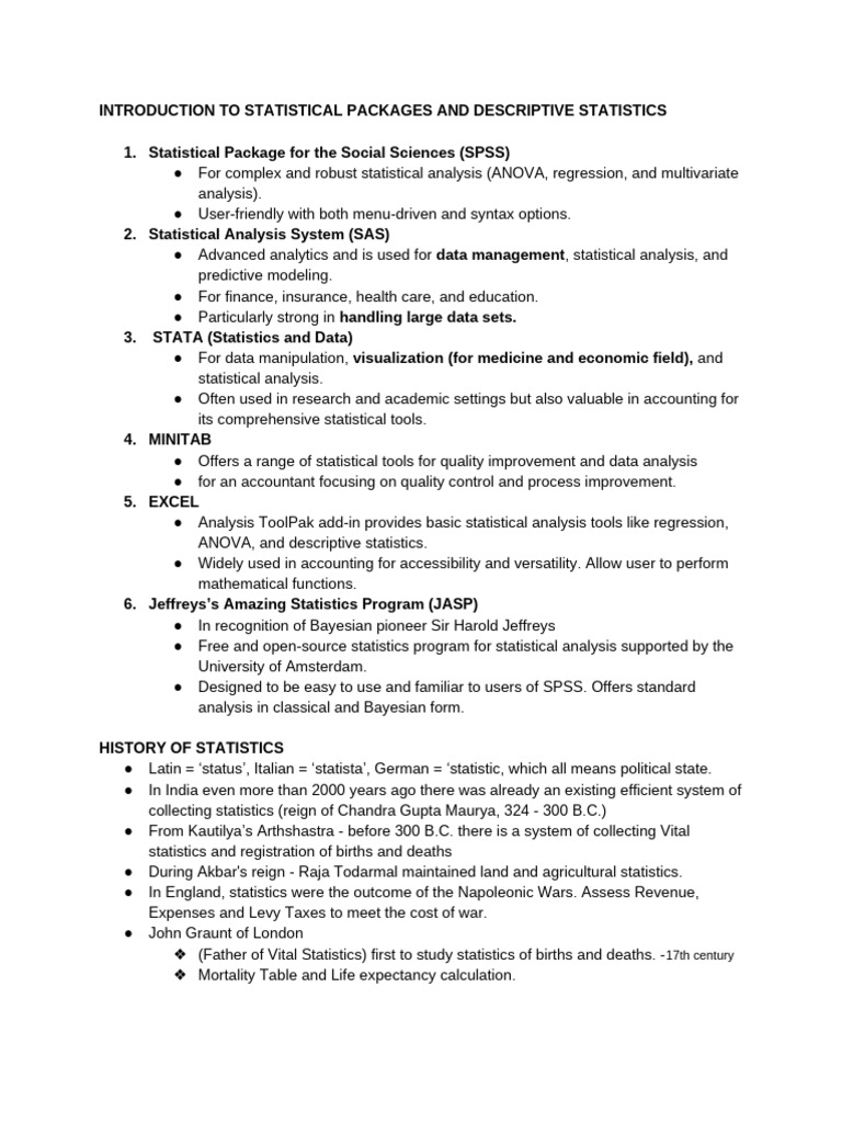 Statistical Packages and Data Analysis | PDF | Statistics | Categorical ...