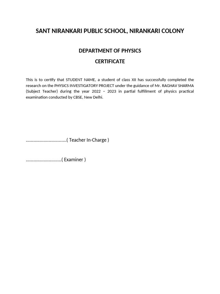Sample of Certificate Page | PDF