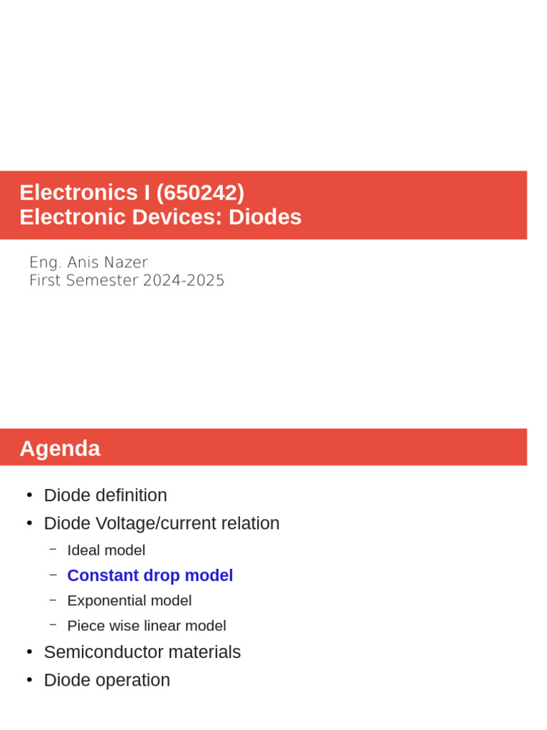 Constant Voltage Drop Model in Diodes | PDF | Diode | P–N Junction