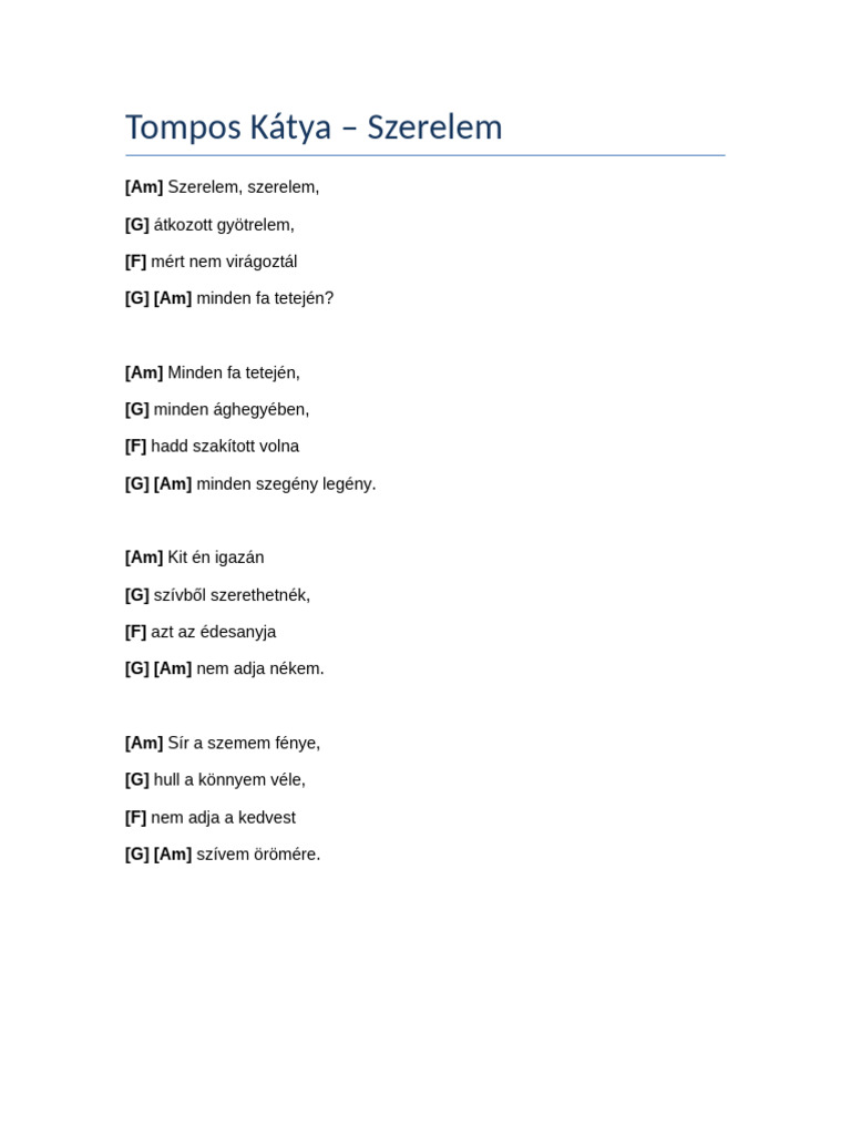 Tompos Katya Szerelem | PDF