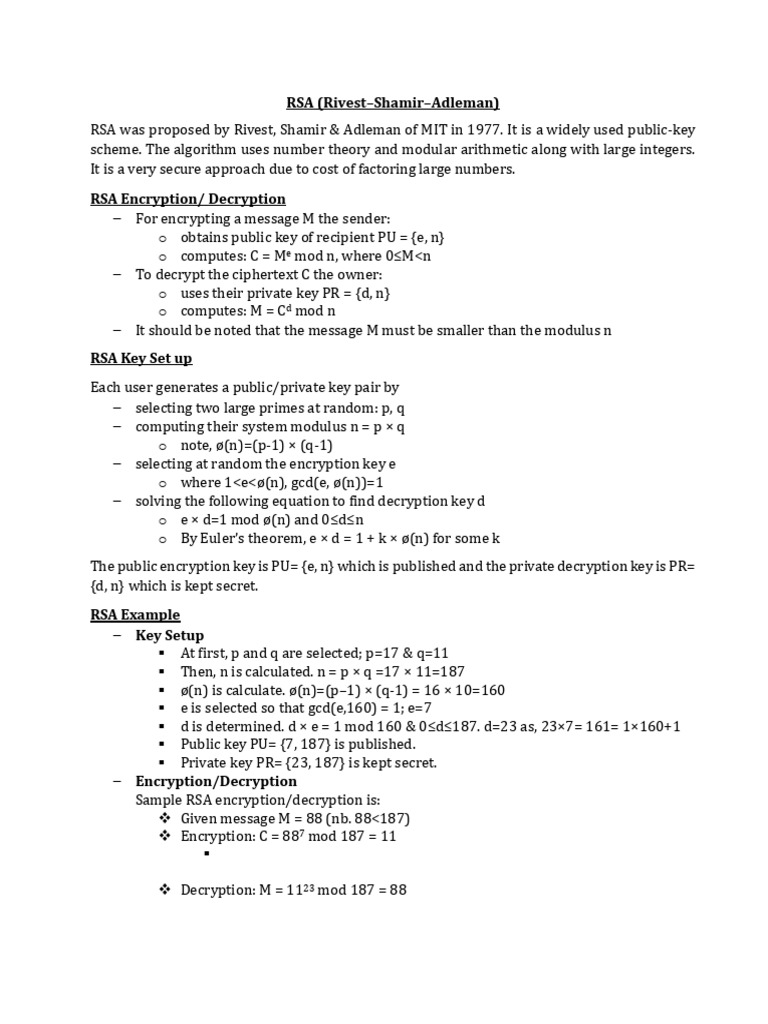 RSA (Rivest-Shamir-Adleman) | PDF | Public Key Cryptography | Cyberwarfare