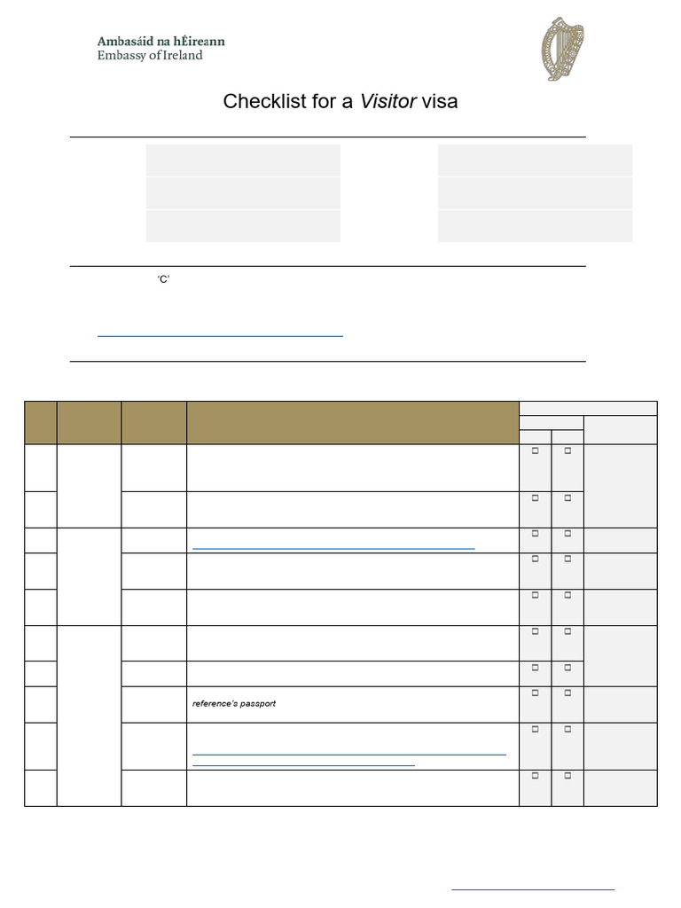 NDVO 2025 IRL Visa Checklist Visit | PDF | Travel Visa | Passport