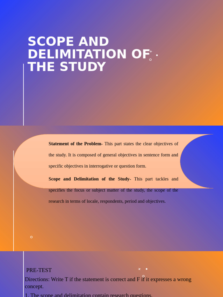 Scope and Delimitation of The Study | PDF | Methodology | Question