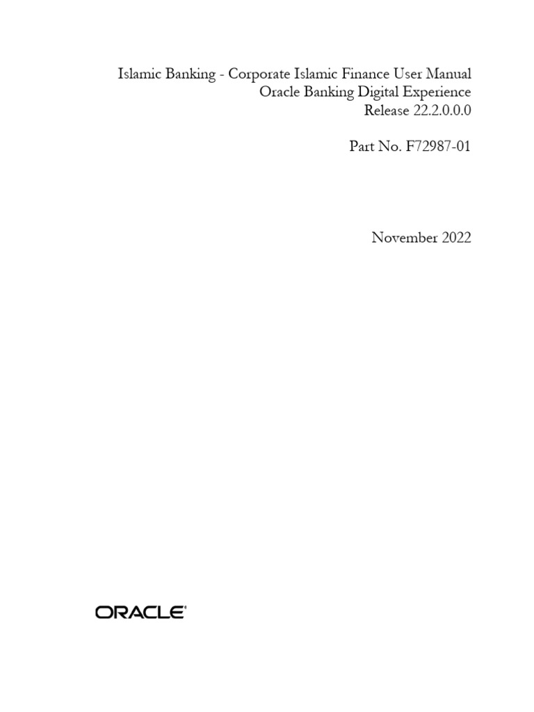 User Manual Oracle Banking Digital Experience Islamic Banking ...