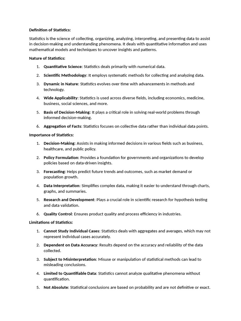 Definition of Statistics | PDF | Mode (Statistics) | Statistics