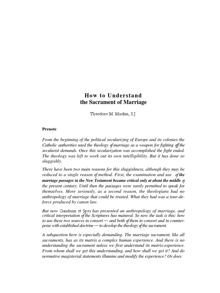 Mackin How To Understand The Sacrament of Marriage | PDF | Marriage ...