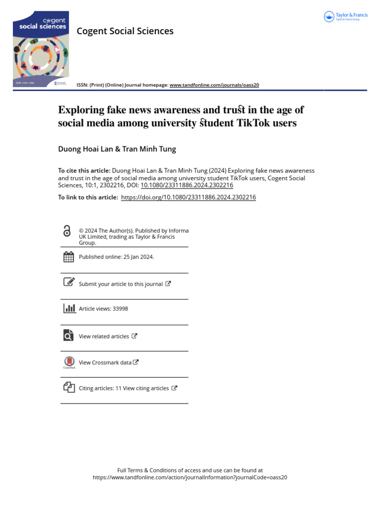 Exploring Fake News Awareness and Trust in The Age of Social Media ...