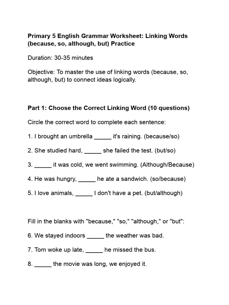 P5 Linking Words ENG | PDF | Chess Openings | Chess
