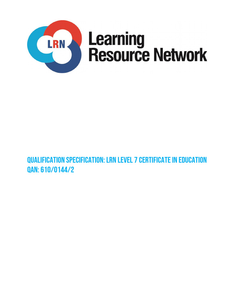 QUALIFICATION Level 7 CERTIFICATE in Education | PDF | Educational ...