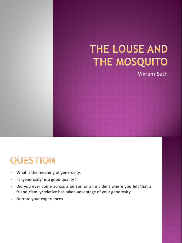 The Louse and The Mosquito - Contextual Questions Shaili | PDF