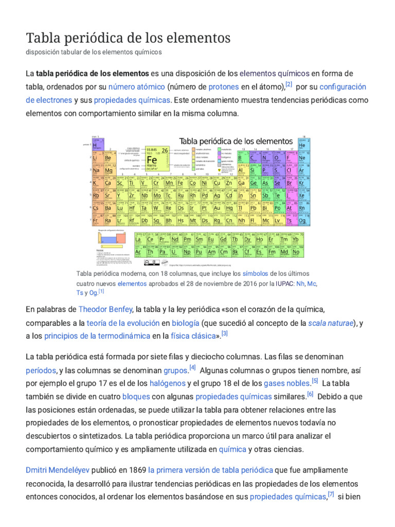 Tabla Periódica de Los Elementos - Wikipedia, La Enciclopedia Libre ...