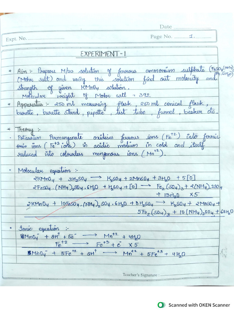 Chemistry Practicals | PDF