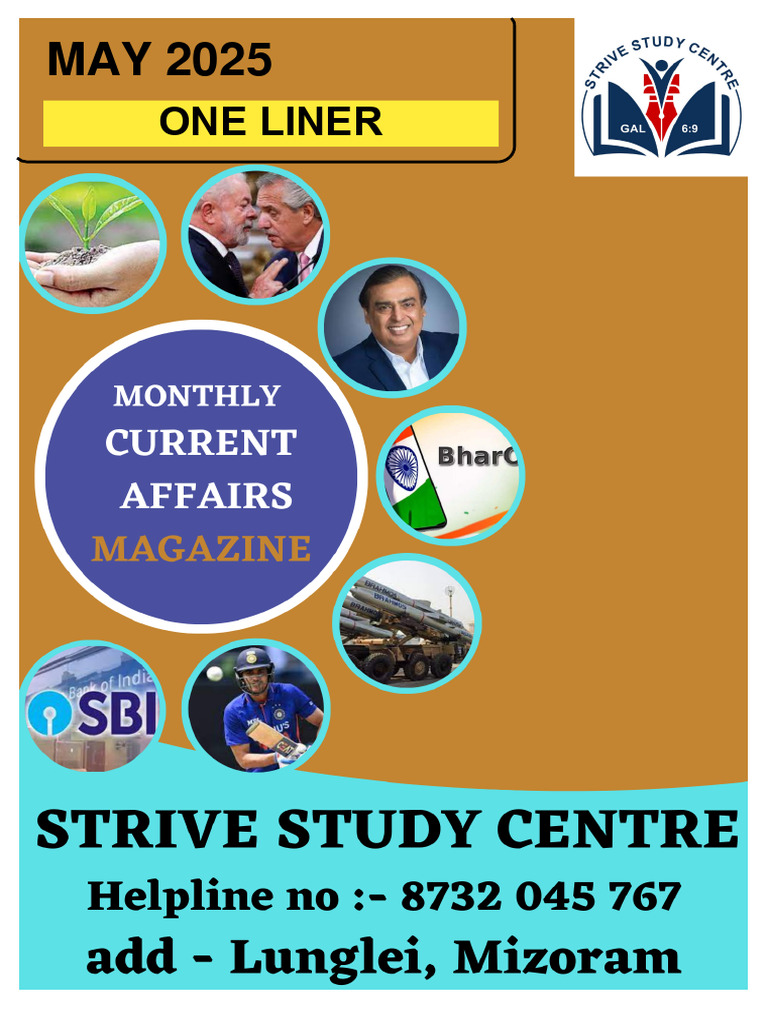 Strive Study Centre-May 2025 (One Liner) | PDF