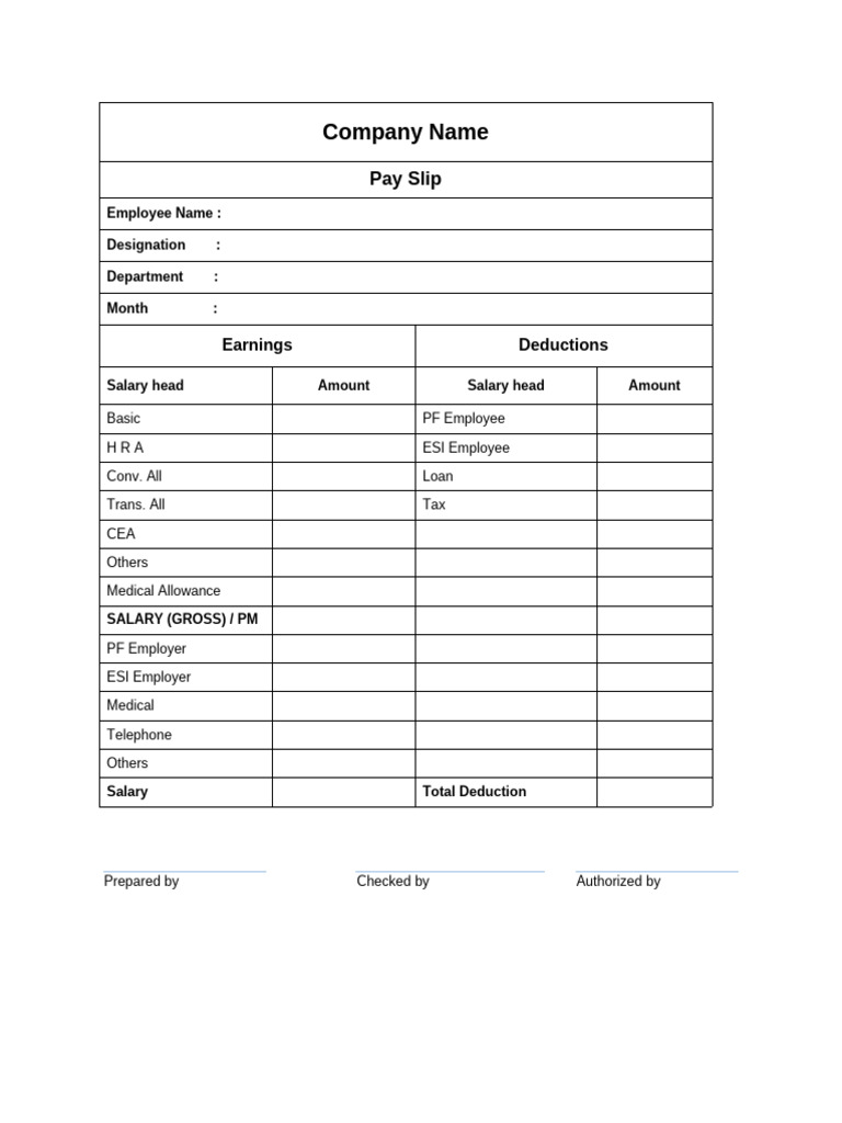 Employee Pay Slip Template | PDF