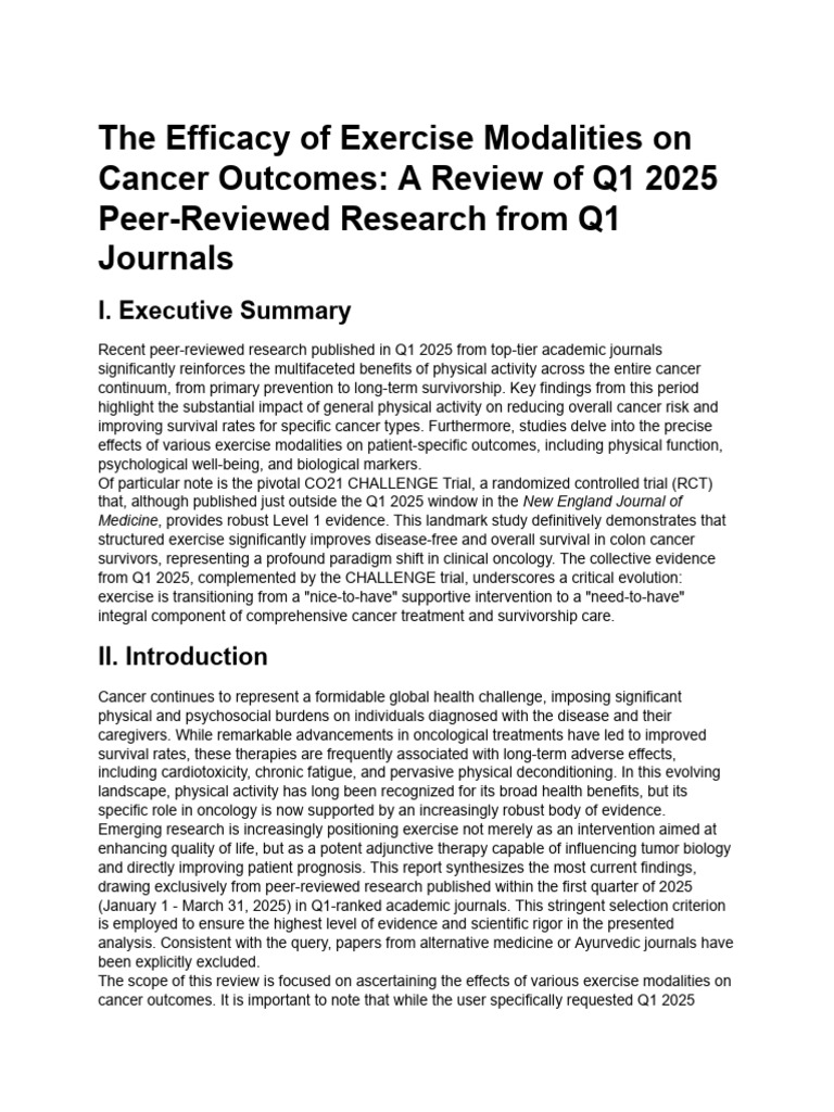 Exercise Modalities and Cancer Outcomes | PDF | Cancer | Strength Training