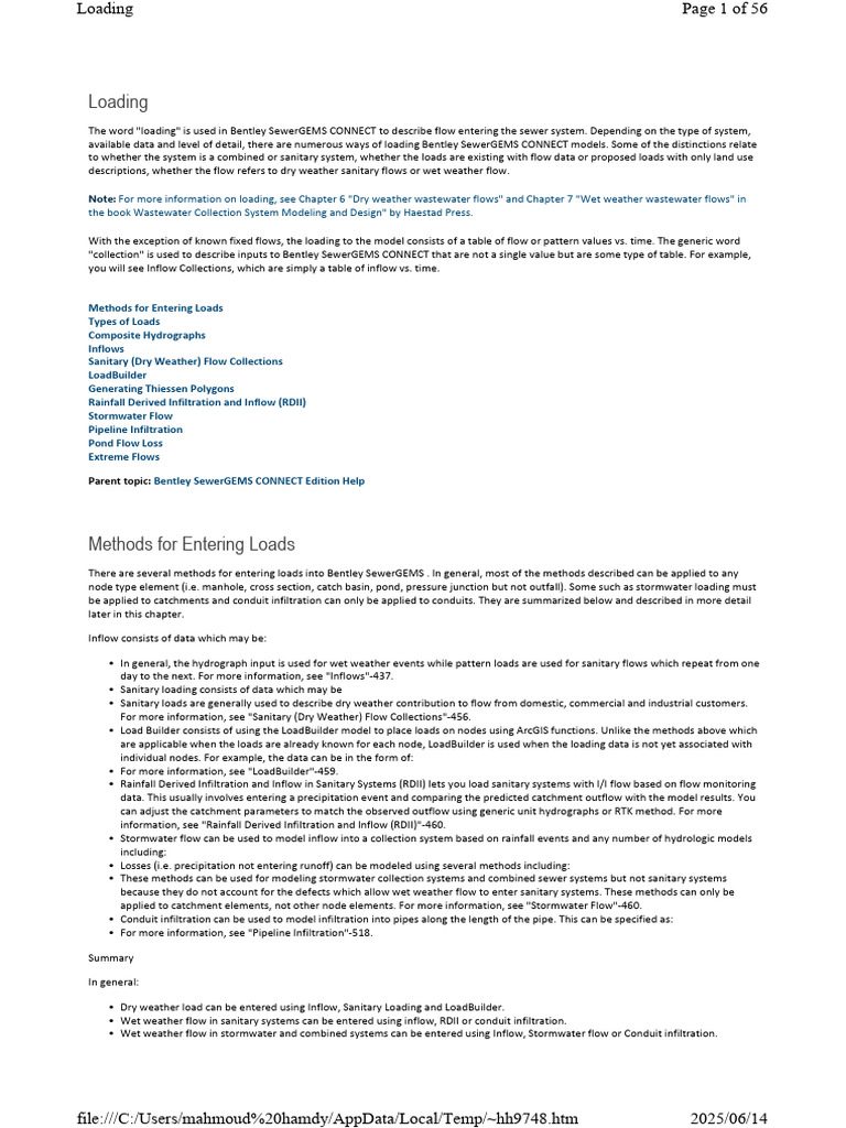 SewerGEMS Loading Methods Guide | PDF | Discharge (Hydrology) | Storm Drain