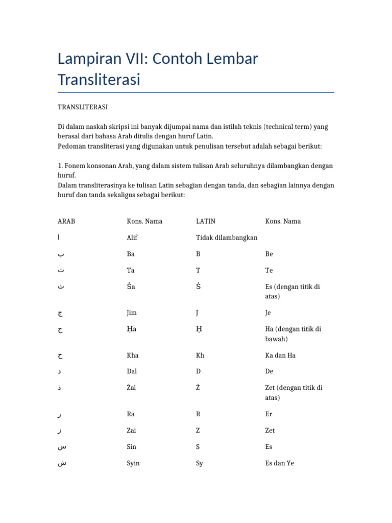 Transliterasi Arab Latin | PDF