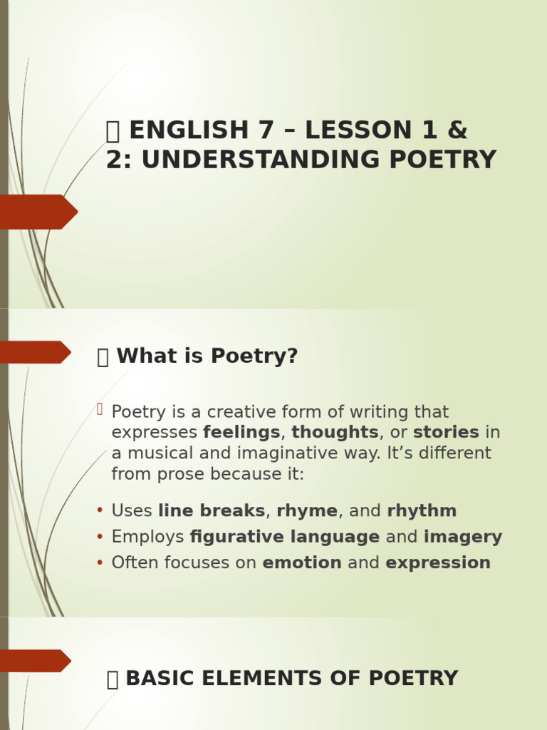 ? English 7 - Lesson 1 & 2 Sampitan - 095930 | PDF | Poetry | Metre ...