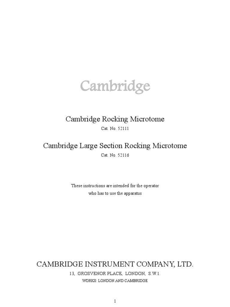 Cambridge Rocking Microtome Manual | PDF | Abrasive | Knife