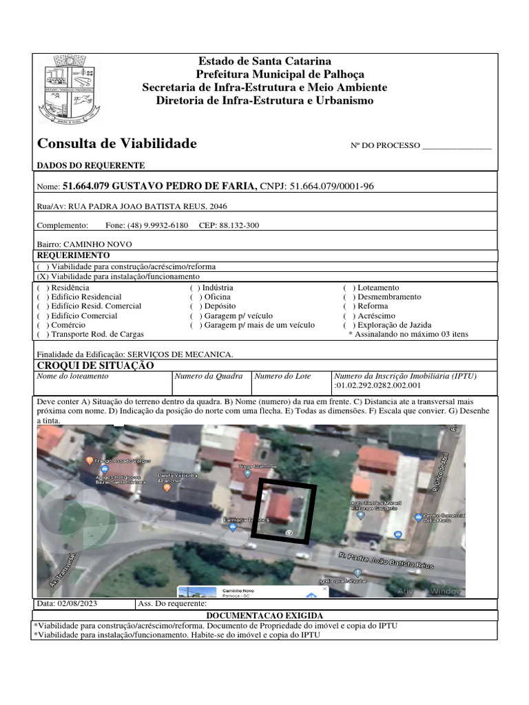 1 -Formulário de Viabilidade | PDF