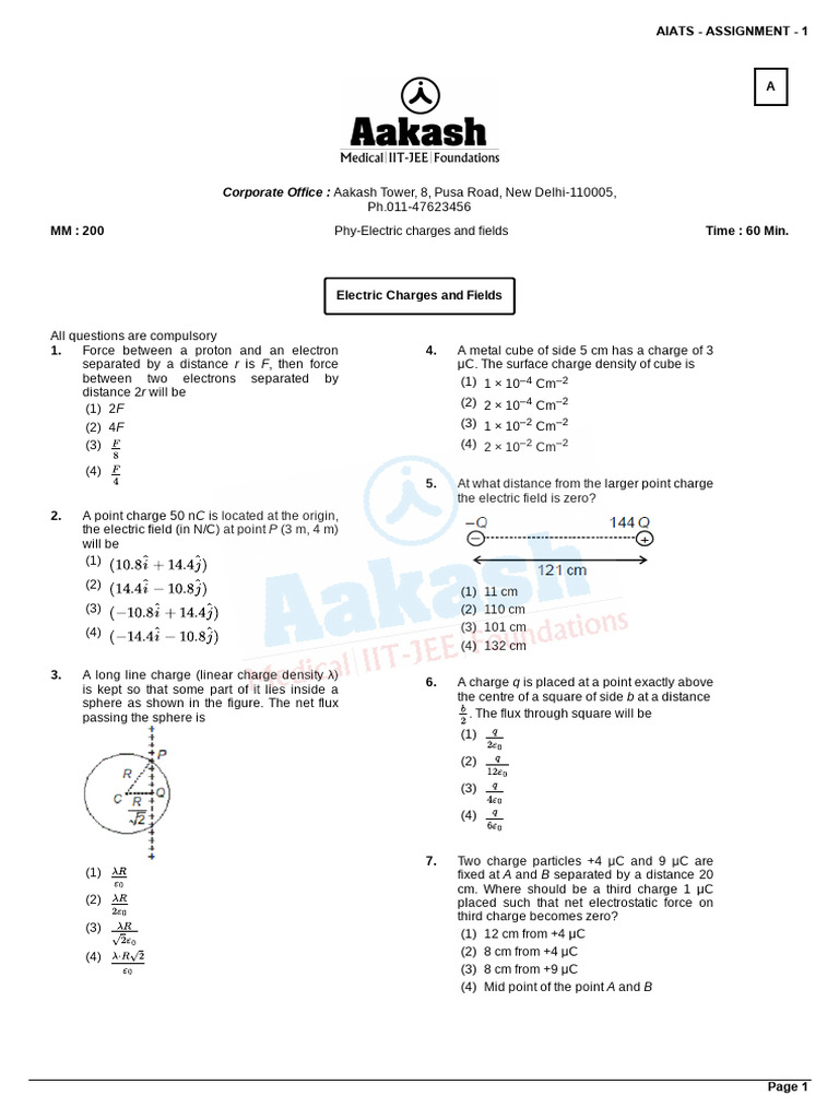 Aiats-1 - Assignment - Question Paper | PDF | Capacitance | Capacitor