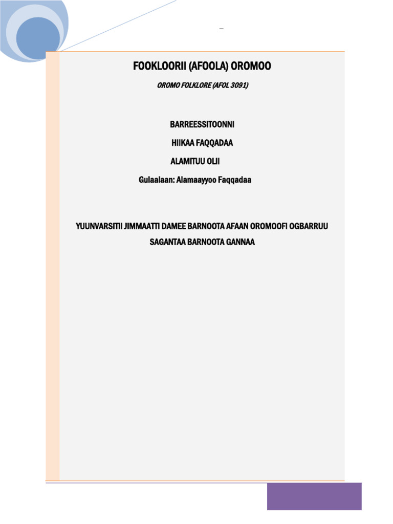 Oromo Folklore | PDF