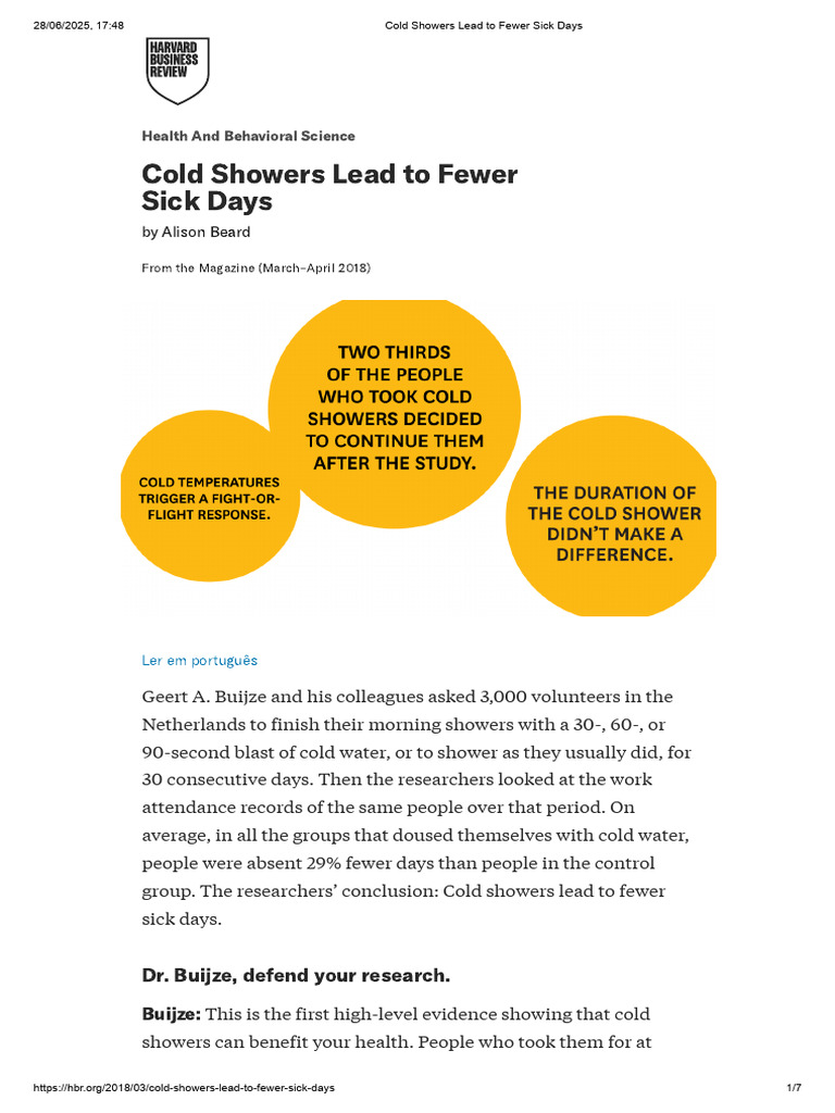 Cold Showers Lead To Fewer Sick Days | PDF | Common Cold | Medical ...