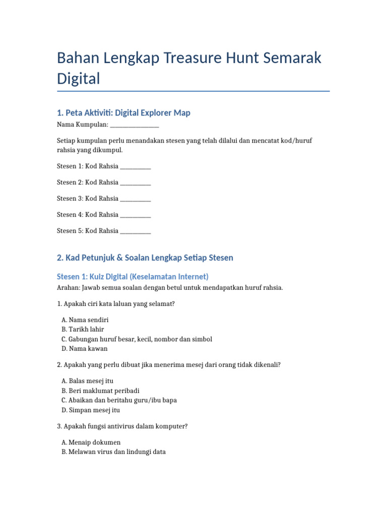 Treasure Hunt Semarak Digital Lengkap | PDF