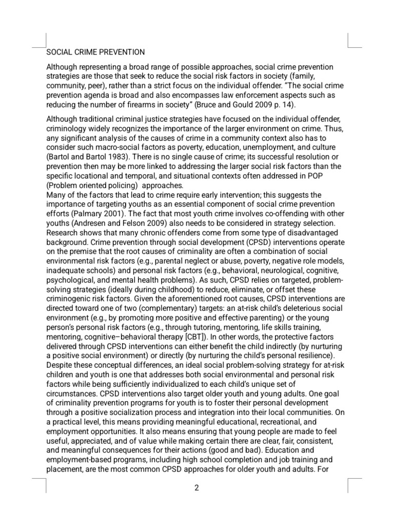 Social Crime Prevention (1) in The Criminal Justice System | PDF ...