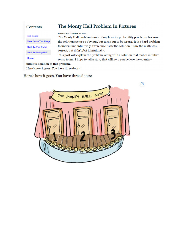 Monty Hall Problem Intuitively With Solution | PDF