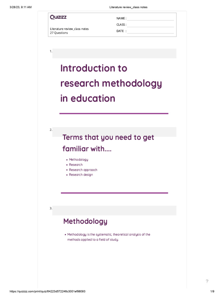 Research Methodology in Education Notes | PDF | Methodology ...