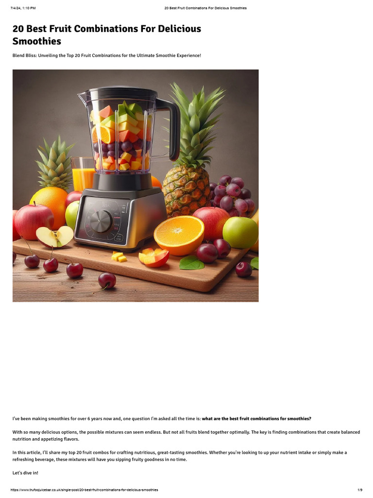 20 Best Fruit Combinations For Delicious Smoothies | PDF | Berry | Juice