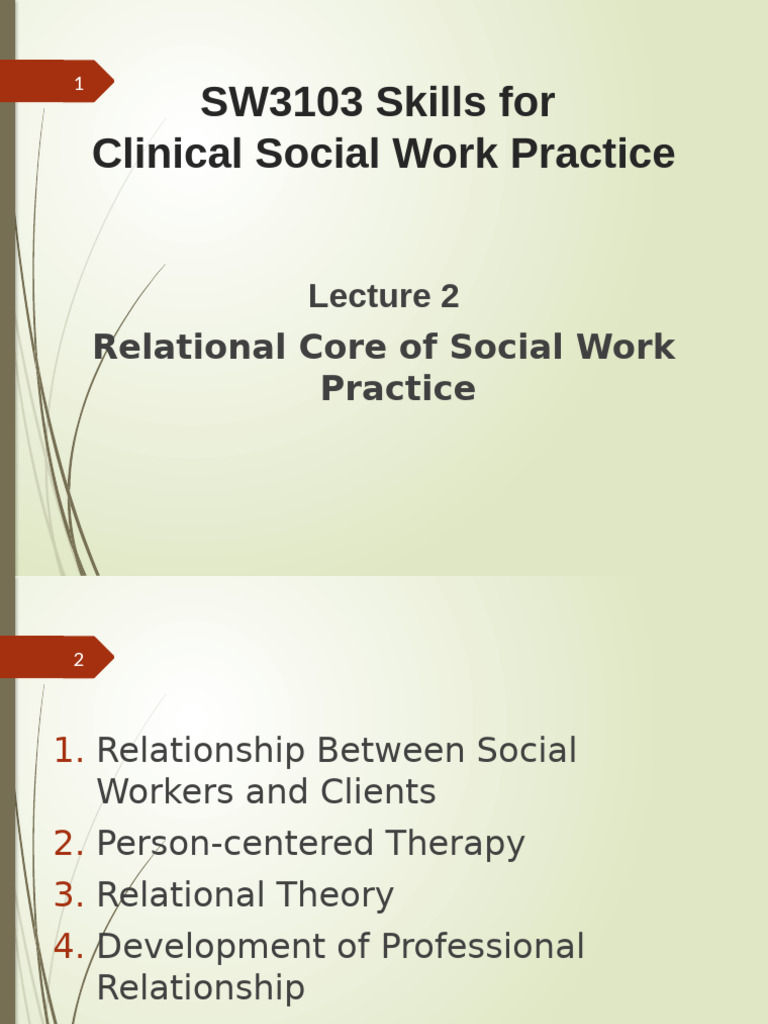 Lecture 2 Relational Core of Social Work Practice (Student) | PDF ...