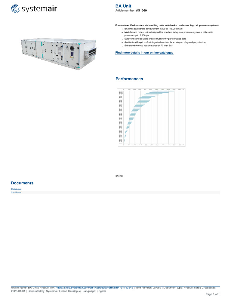 Eurovent-Certified BA Air Handling Units | PDF