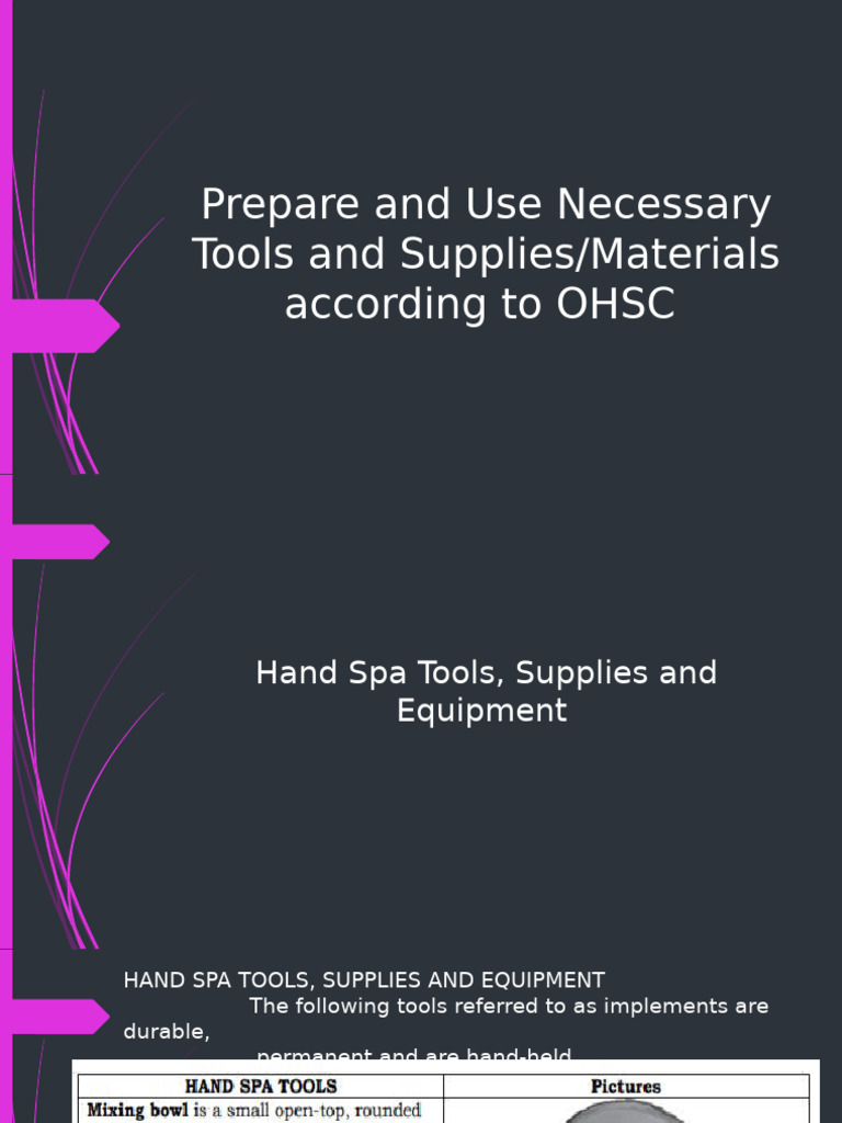 Prepare and Use Necessary Tools and Supplies | PDF
