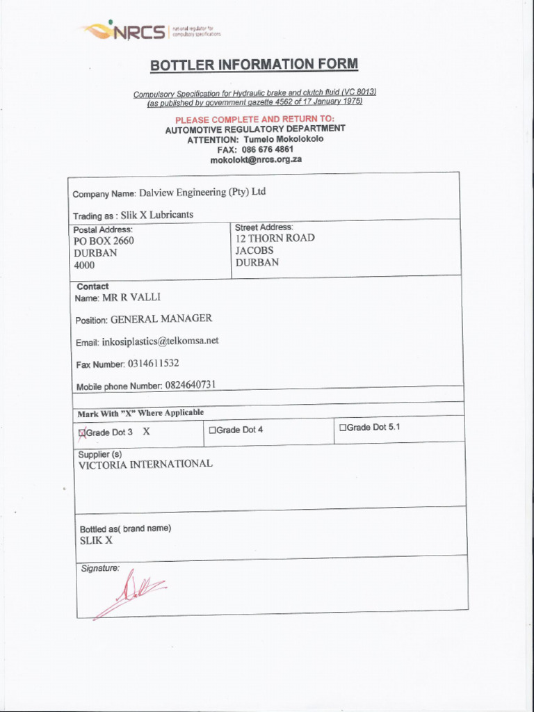 NRCS Brake Fluid | PDF