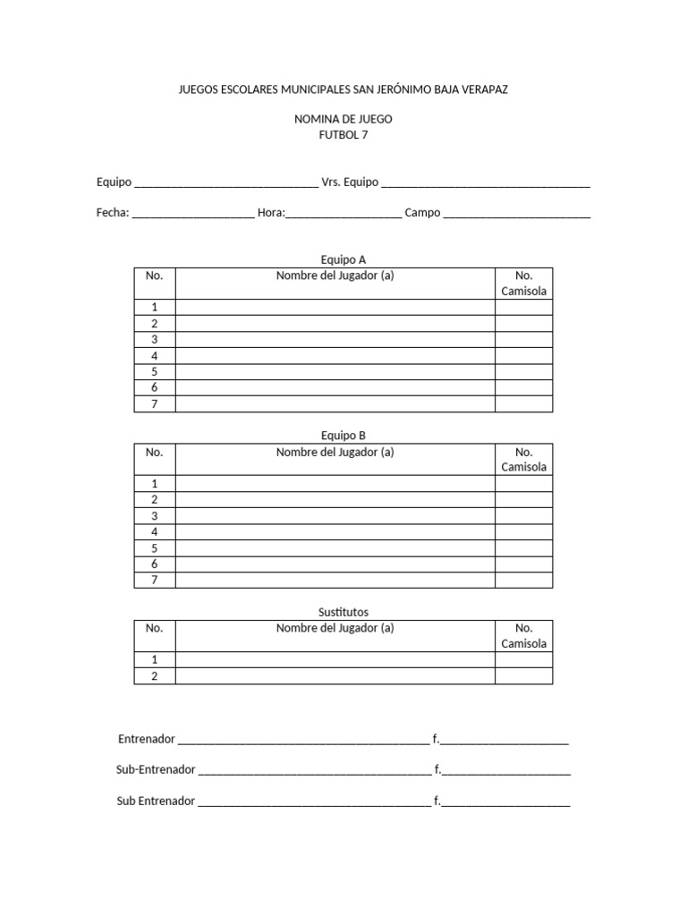 Nominaciones Juegos Escolares San Jerónimo | PDF