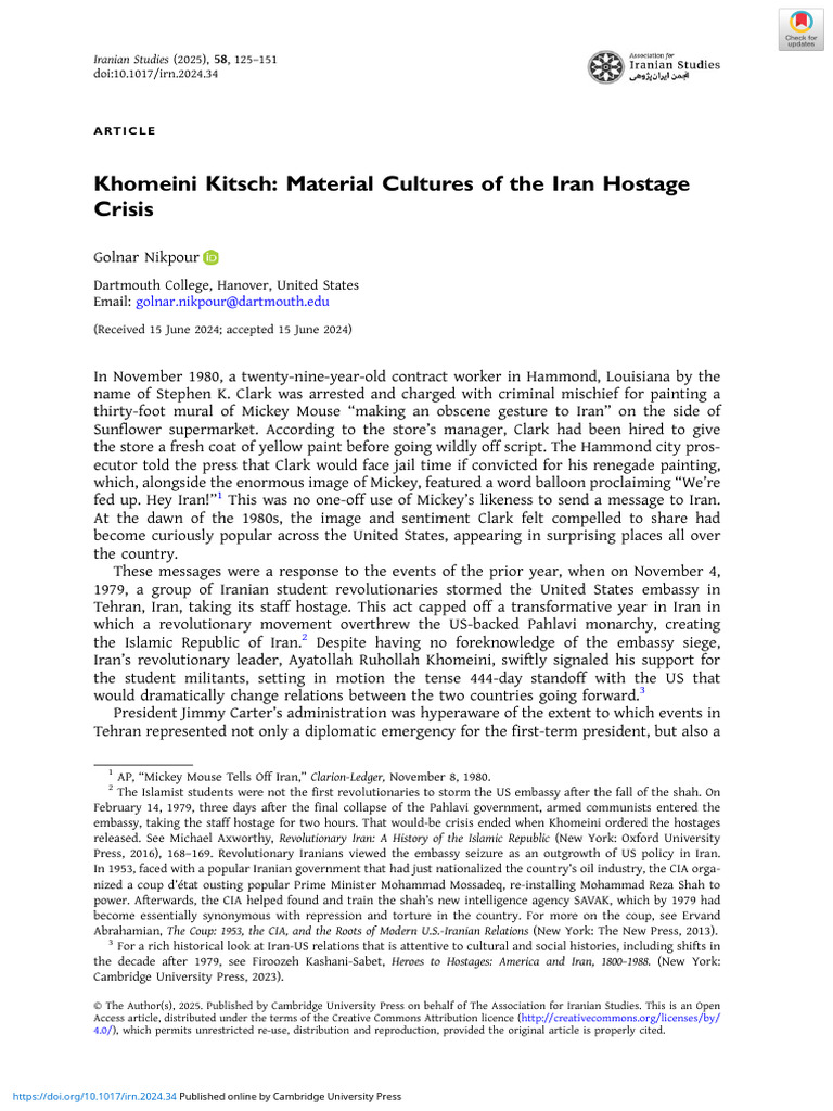 Mickey Mouse and Iran Hostage Crisis | PDF | Iranian Revolution ...