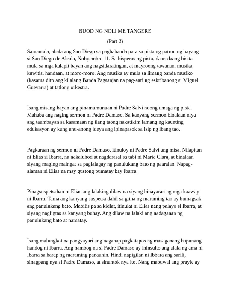 Buod NG Noli Me Tangere Part 2 | PDF