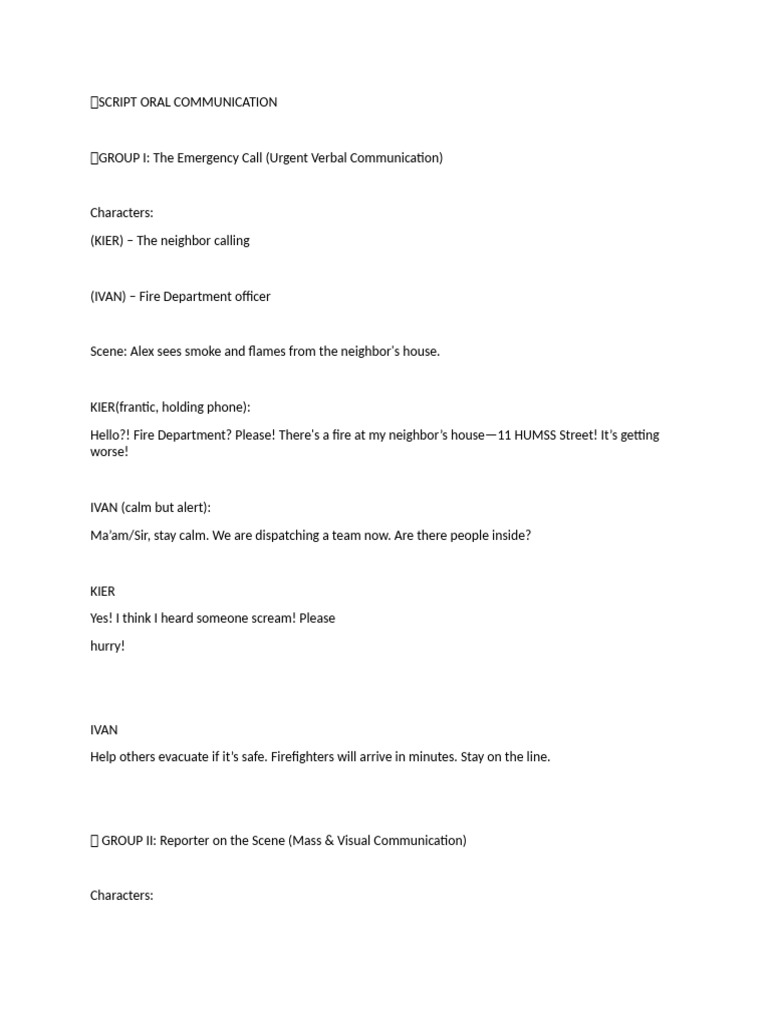 ?script Oral Communication | PDF | Safety | Fires