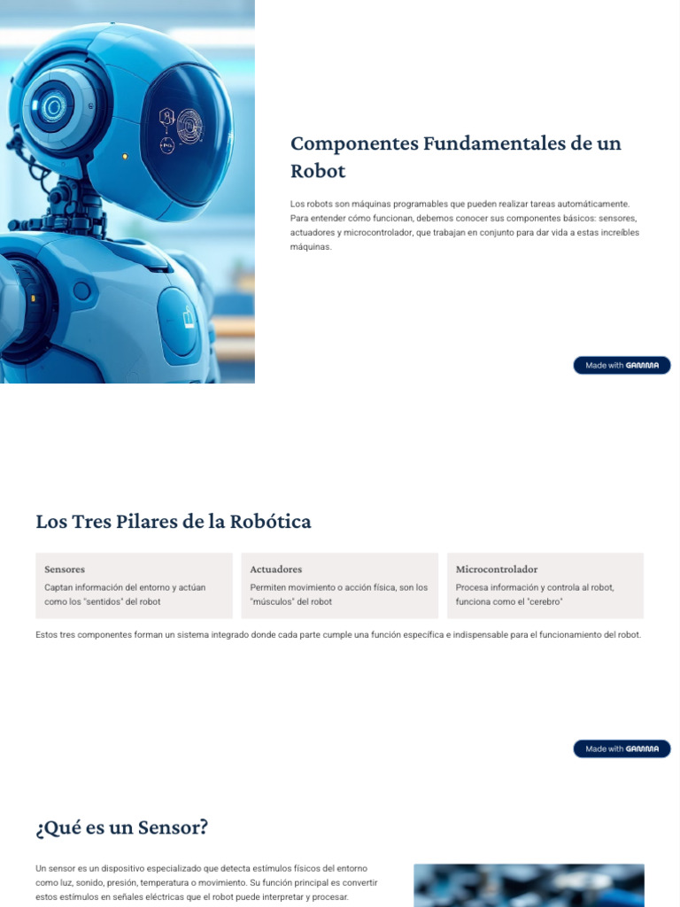 Componentes-Fundamentales-de-un-Robot 1ciencias | PDF | Robot | Robótica