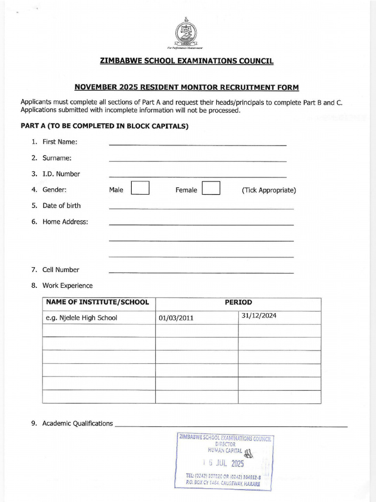 Resident Monitor Application Form - 0001 | PDF