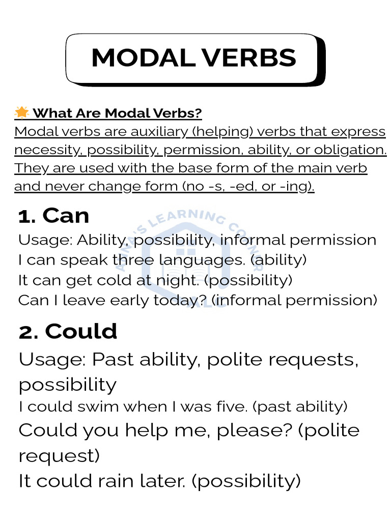 Modal Verbs English Advance | PDF | Clause | Verb